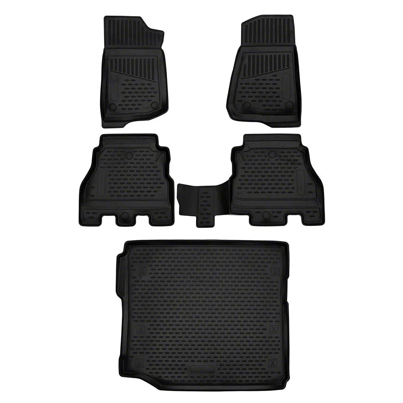 OMAC Jeep Wrangler All Weather Molded 3D Front, Rear and Cargo Floor ...