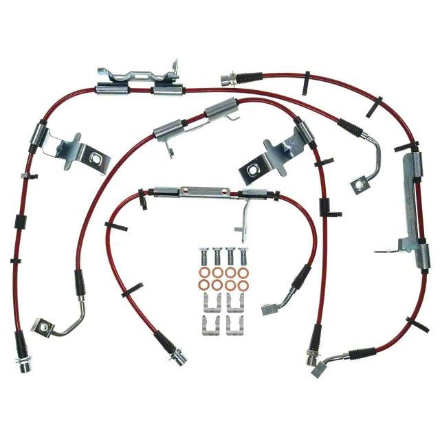 PowerStop Jeep Wrangler Stainless Steel Brake Hose Kit for Stock Height ...
