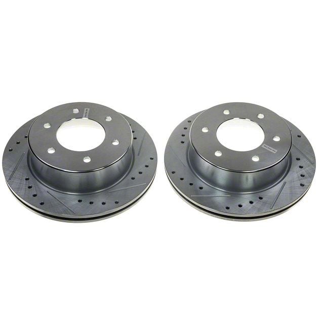 PowerStop Bronco Evolution Cross-Drilled and Slotted 6-Lug Rotors; Rear ...