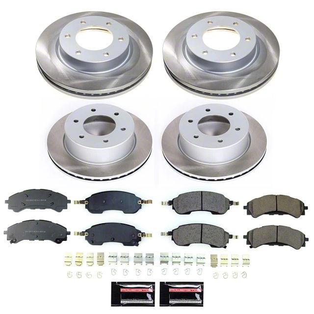 PowerStop Bronco Semi-Coated 6-Lug Brake Rotor and Pad Kit; Front and ...