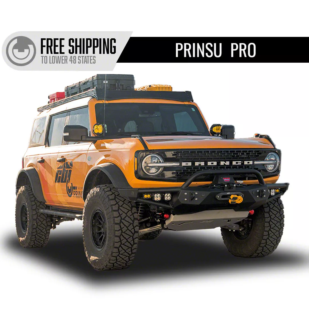 Prinsu Bronco Pro Full Roof Rack with 40-Inch LED Light Bar Cutout Wind ...