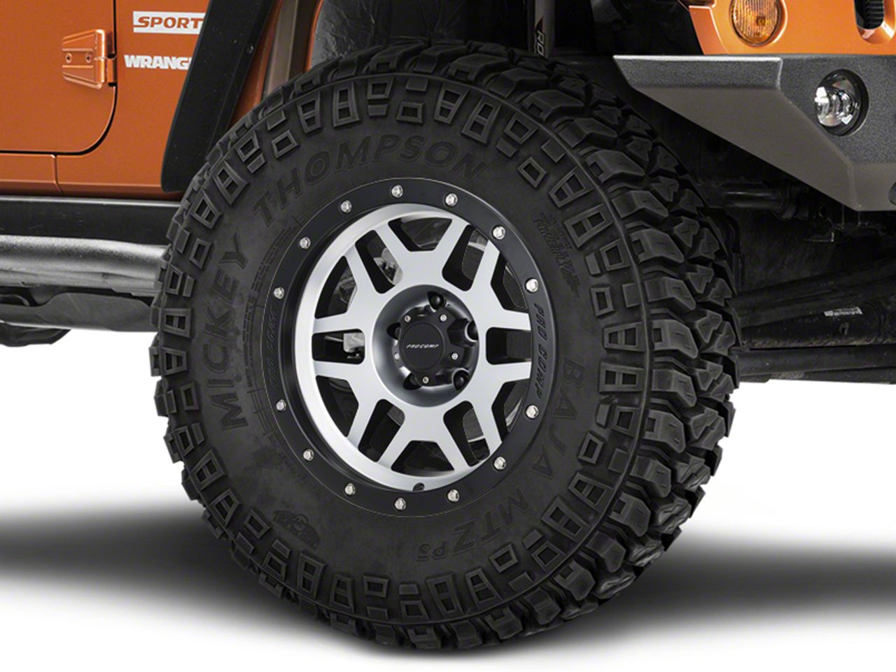 Pro Comp Wheels Jeep Wrangler Phaser Black Machined Wheel; 17x9; -6mm ...