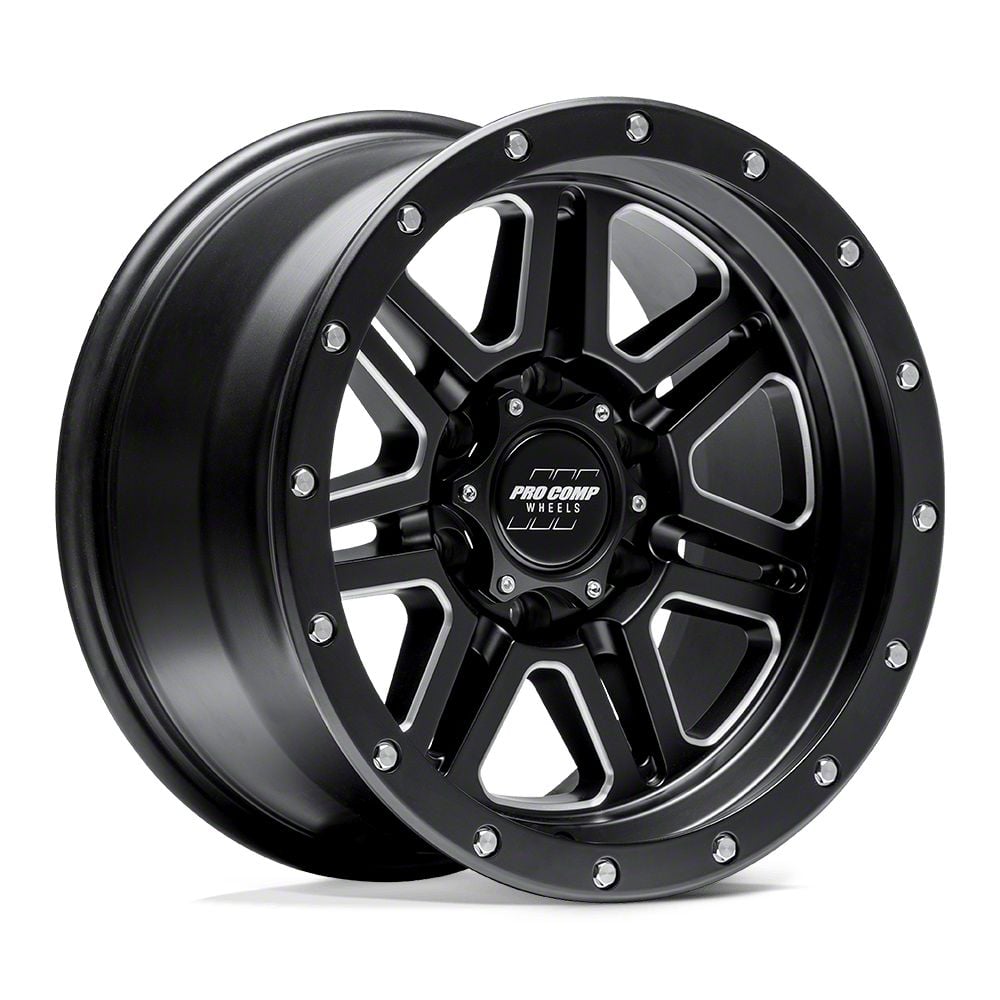 Pro Comp Wheels Jeep Wrangler Apex Satin Black Milled Wheel; 17x9; -6mm ...
