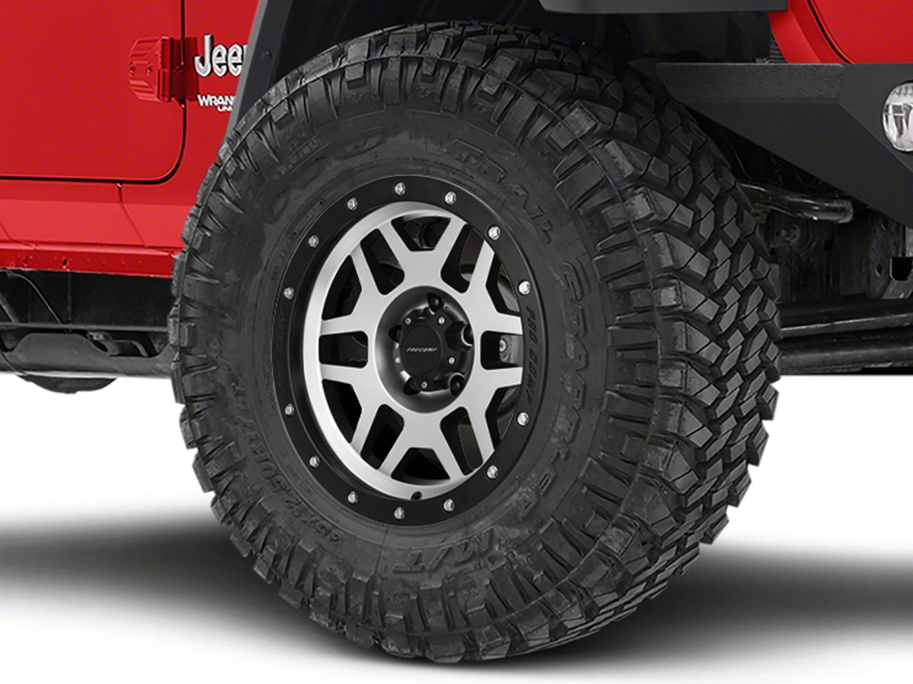 Pro Comp Wheels Jeep Wrangler Phaser Black Machined Wheel; 17x9; -6mm ...