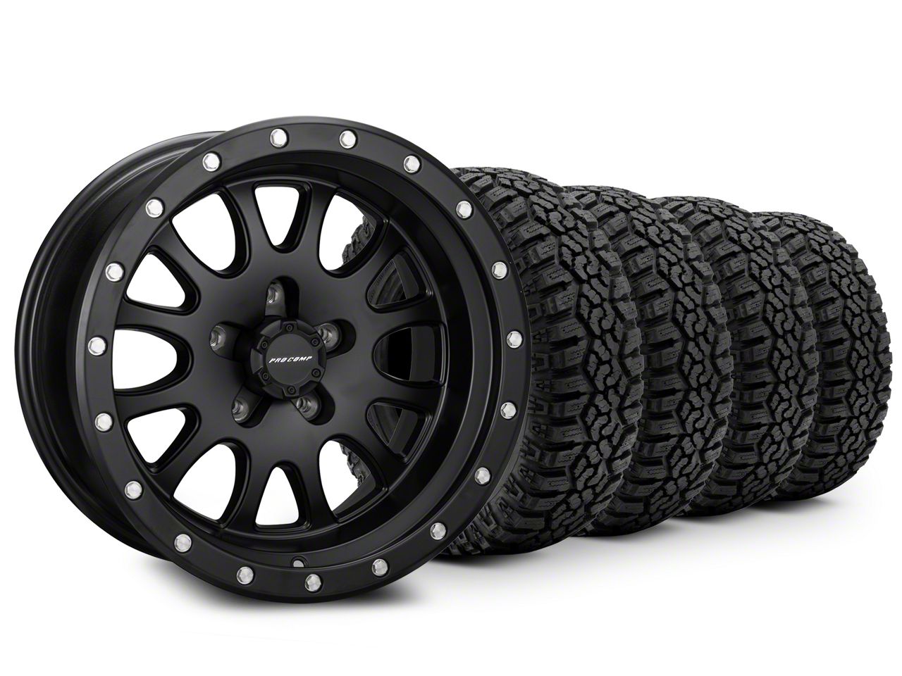 Jeep Gladiator 17x9 Pro Comp Wheels Syndrome & 37in Kanati All-Terrain ...