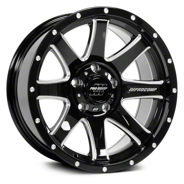 Pro Comp Wheels Titan XD Patriot Gloss Black Milled 6-Lug Wheel; 20x9 ...