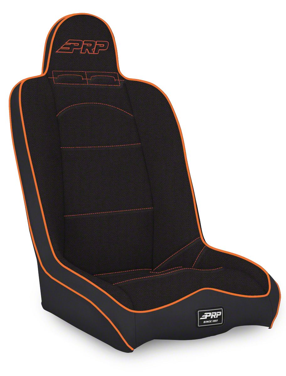 PRP Bronco Daily Driver High Back Suspension Seat; Black and Orange ...