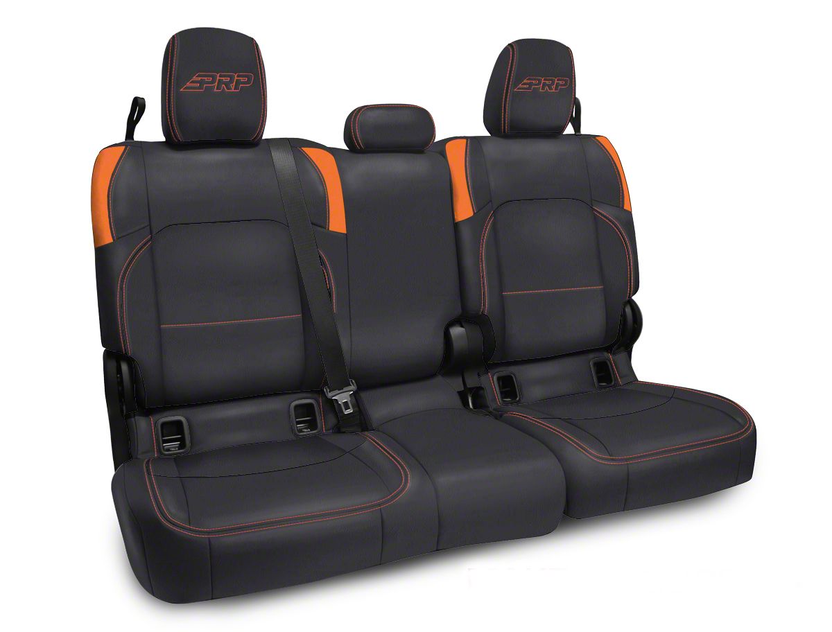 PRP Jeep Gladiator Rear Bench Seat Cover; Black and Orange Vinyl B055 ...