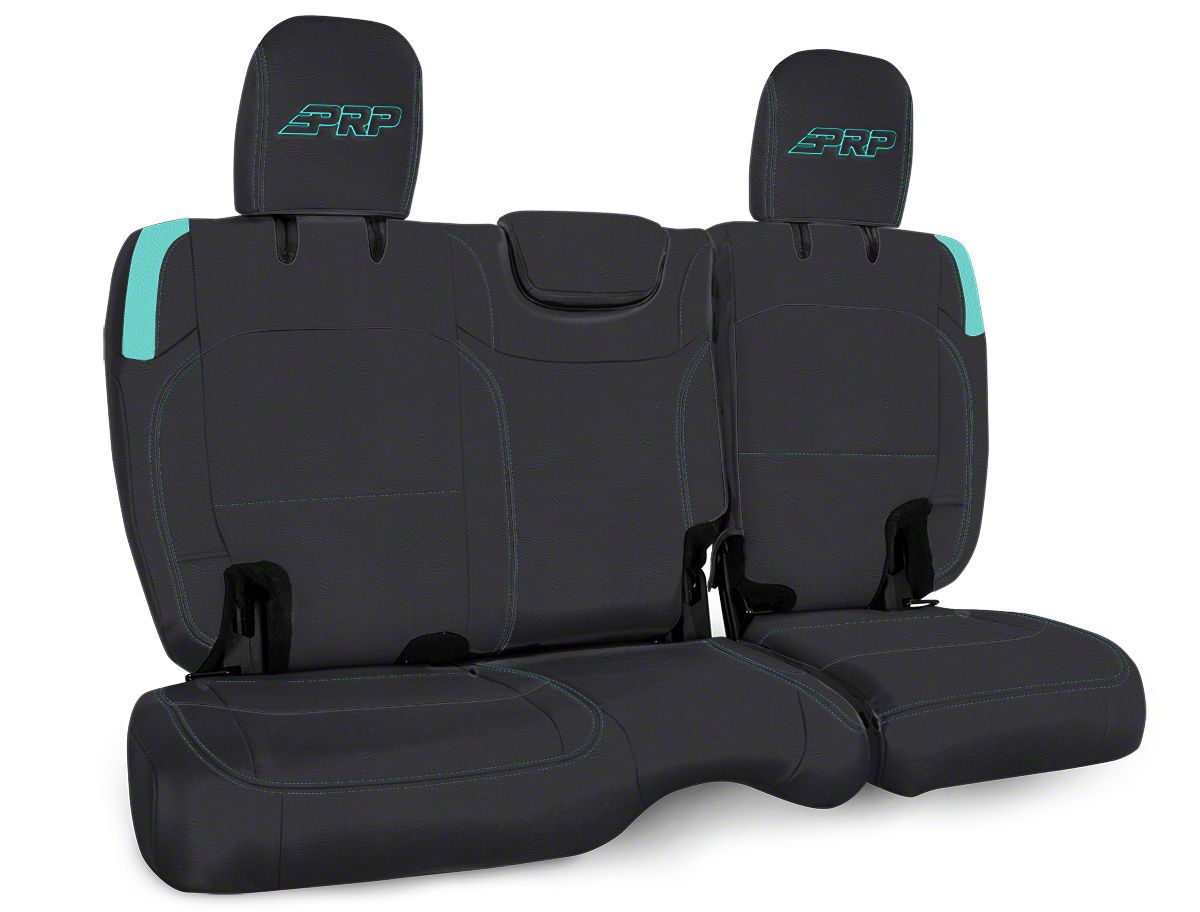 PRP Jeep Wrangler Rear Bench Seat Cover; Black and Teal Vinyl B043-09 ...
