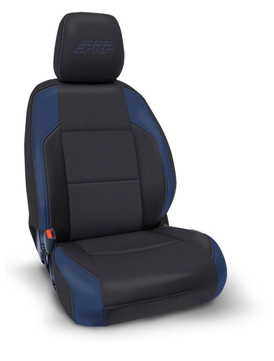 PRP Tacoma Front Seat Covers; Black and Navy Blue B057-06 (16-23 Tacoma ...