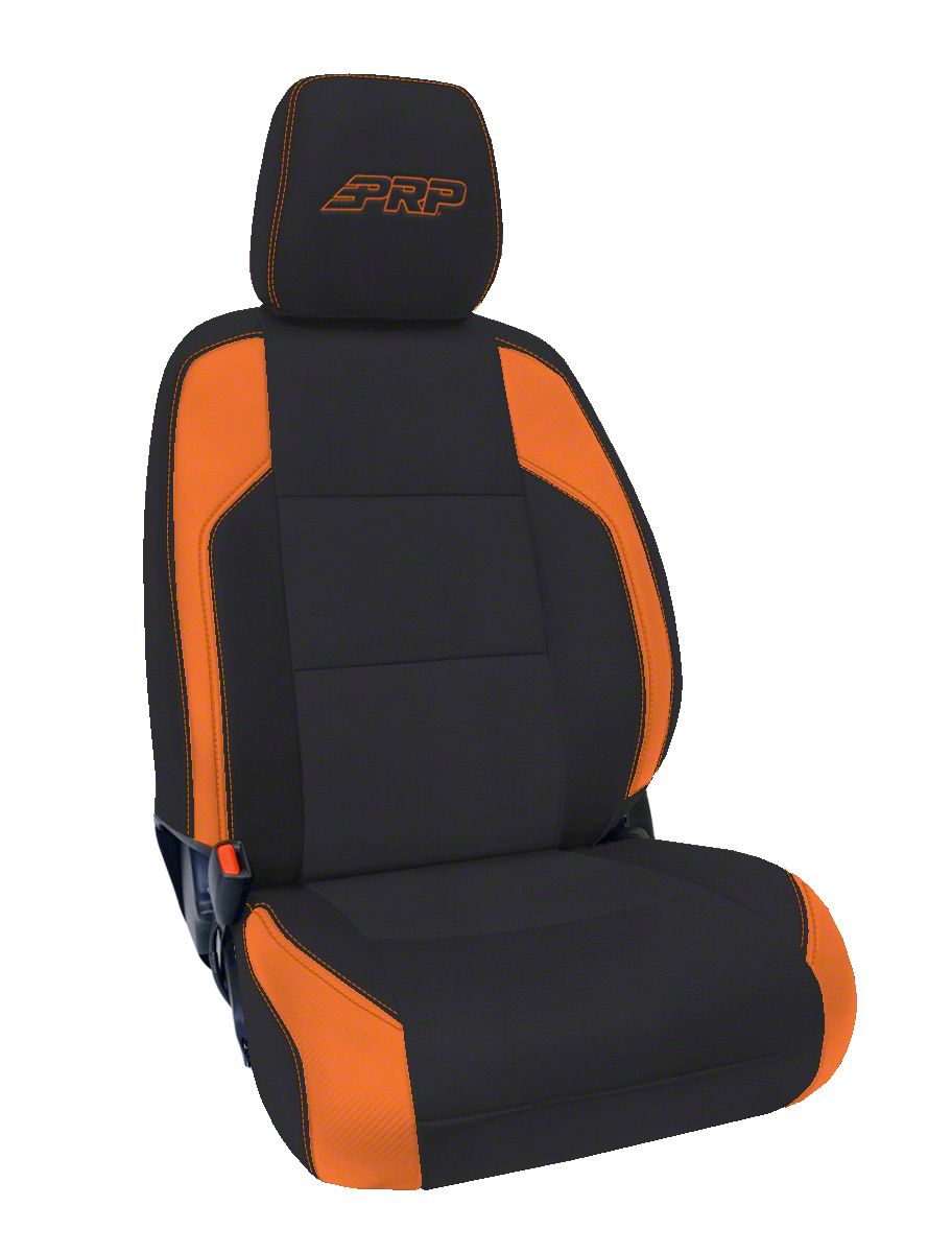 PRP Tacoma Front Seat Covers; Black and Orange B053-05 (16-23 Tacoma w ...