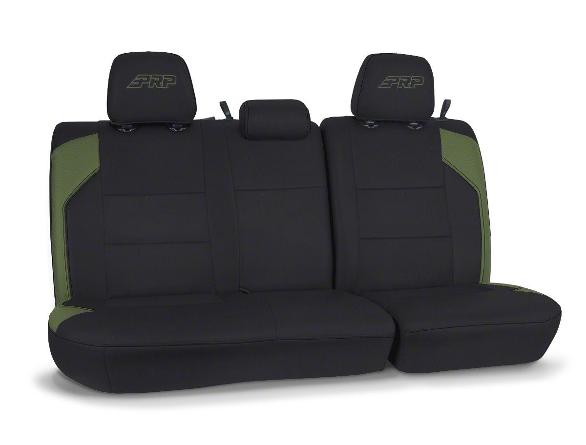 PRP Tacoma Rear Bench Seat Cover; Black and Olive Green Vinyl B054-04 ...