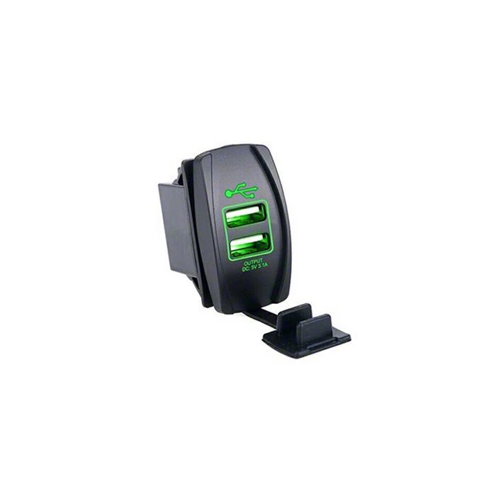 Quake LED Bronco Illuminated USB Rocker Switch; Green QRS705 (Universal ...