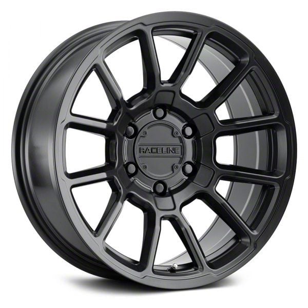 Raceline Bronco Gauge Satin Black 6-Lug Wheel; 18x9; 18mm Offset 950B ...