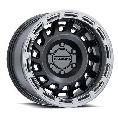 Raceline Bronco Halo Satin Black with Silver Ring 6-Lug Wheel; 17x8.5 ...