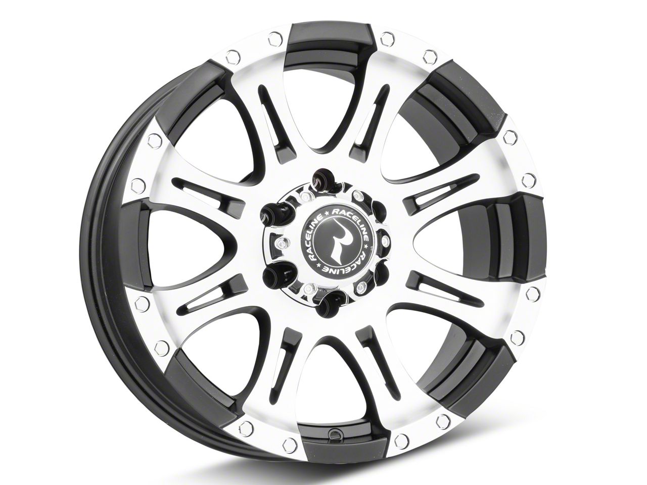 Raceline Titan Raptor Black Machined 6-Lug Wheel; 18x9; 12mm Offset 982 ...