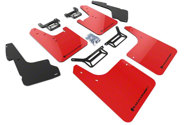 Rally Armor Toyota 4-Runner Red Mud Flaps with Black Logo; Front and ...