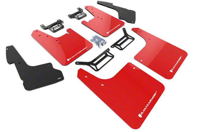 Rally Armor Toyota 4-Runner Red Mud Flaps with White Logo; Front and ...