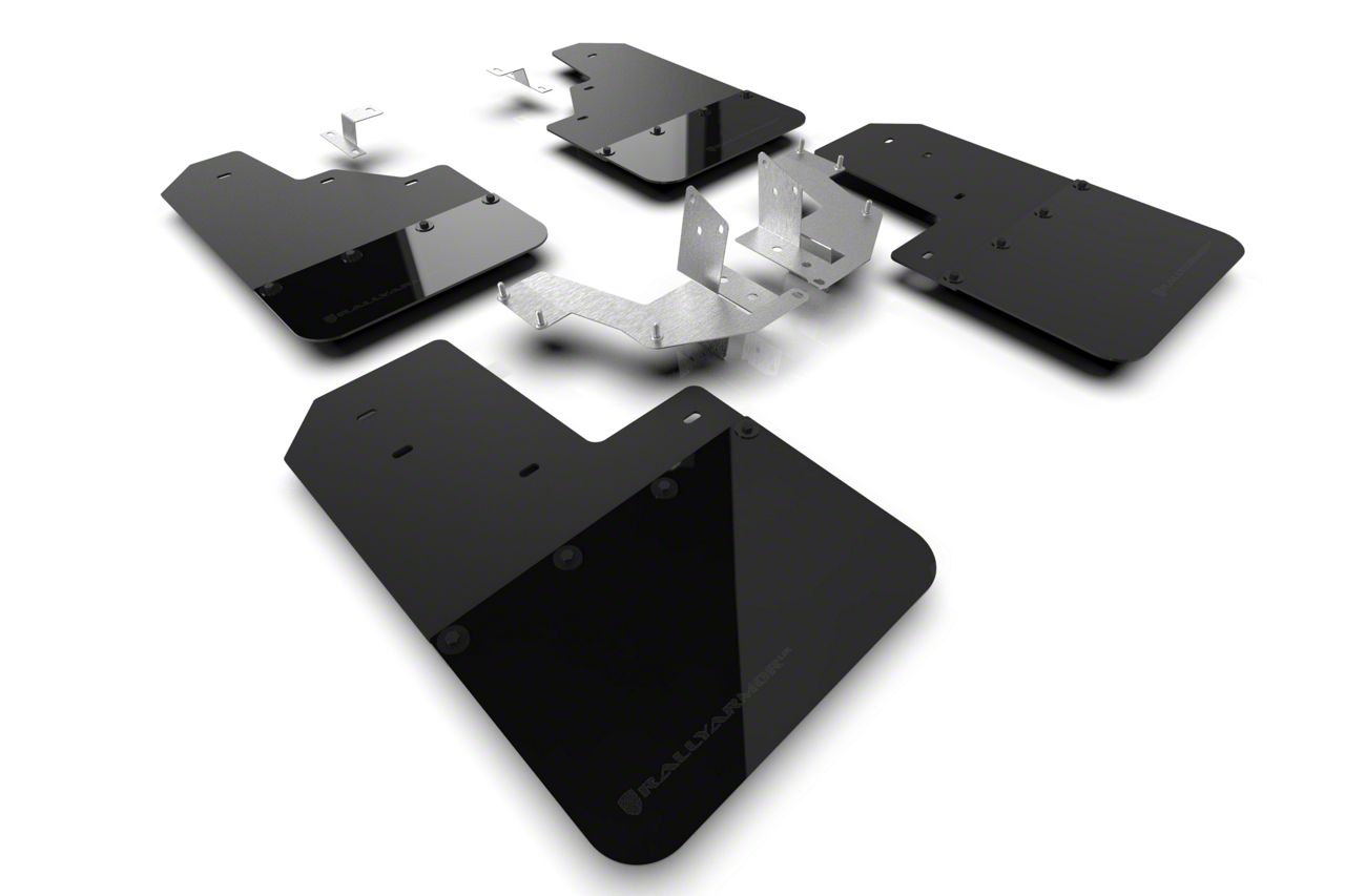 Rally Armor Bronco Black Mud Flaps with Metallic Black Logo; Front and ...