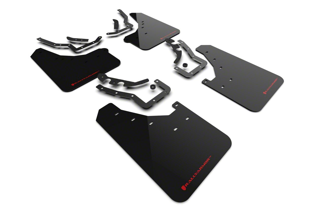 Rally Armor Tacoma UR Mud Flaps with Red Logo; Front and Rear MF114-UR ...