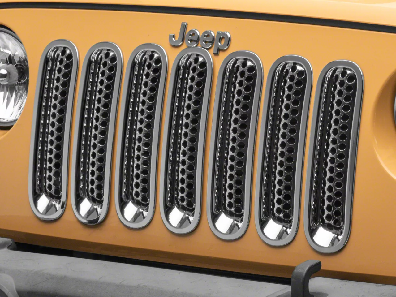 RedRock Jeep Wrangler Grille Inserts; Chrome J165208 (07-18 Jeep ...