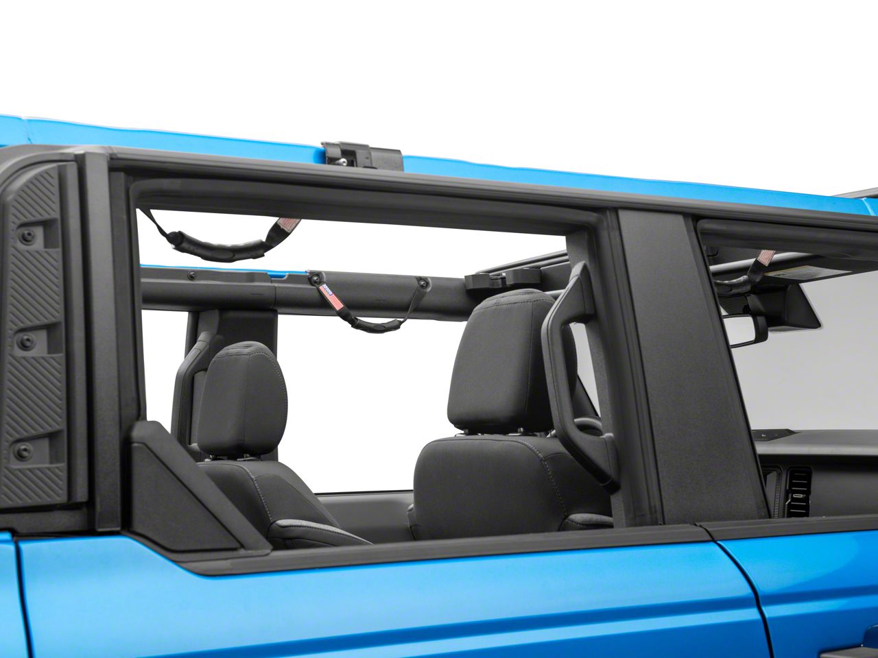 RedRock Bronco Grab Handles with Flag Logo; Front and Rear; Black ...