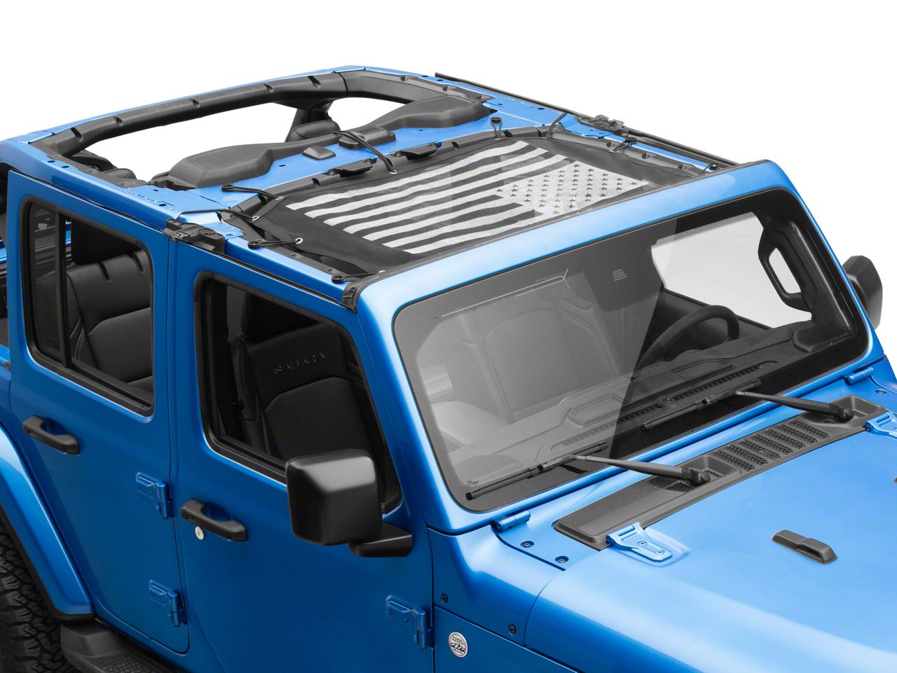 RedRock Jeep Gladiator Mesh Sun Shade; Front; American Flag J236537 (24 ...