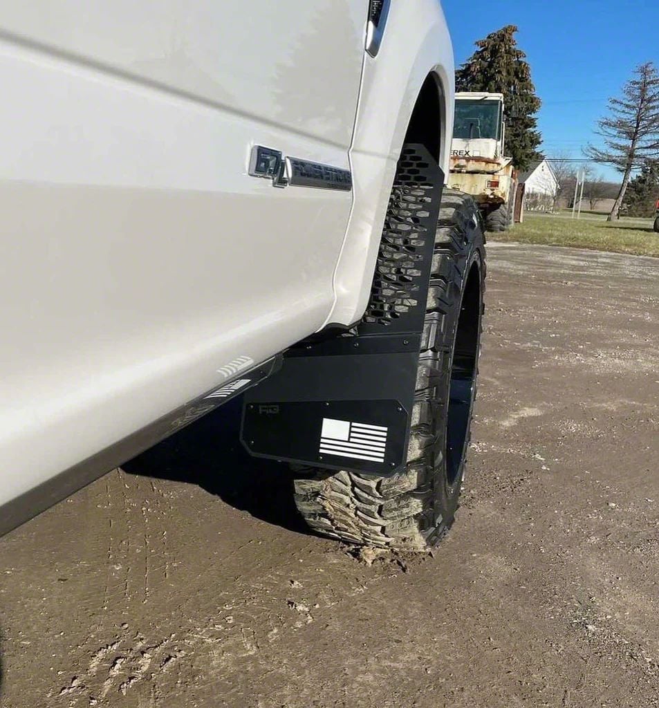 Tundra REK-mesh Universal Offset XL 12-Inch Wide Mud Flaps with White ...