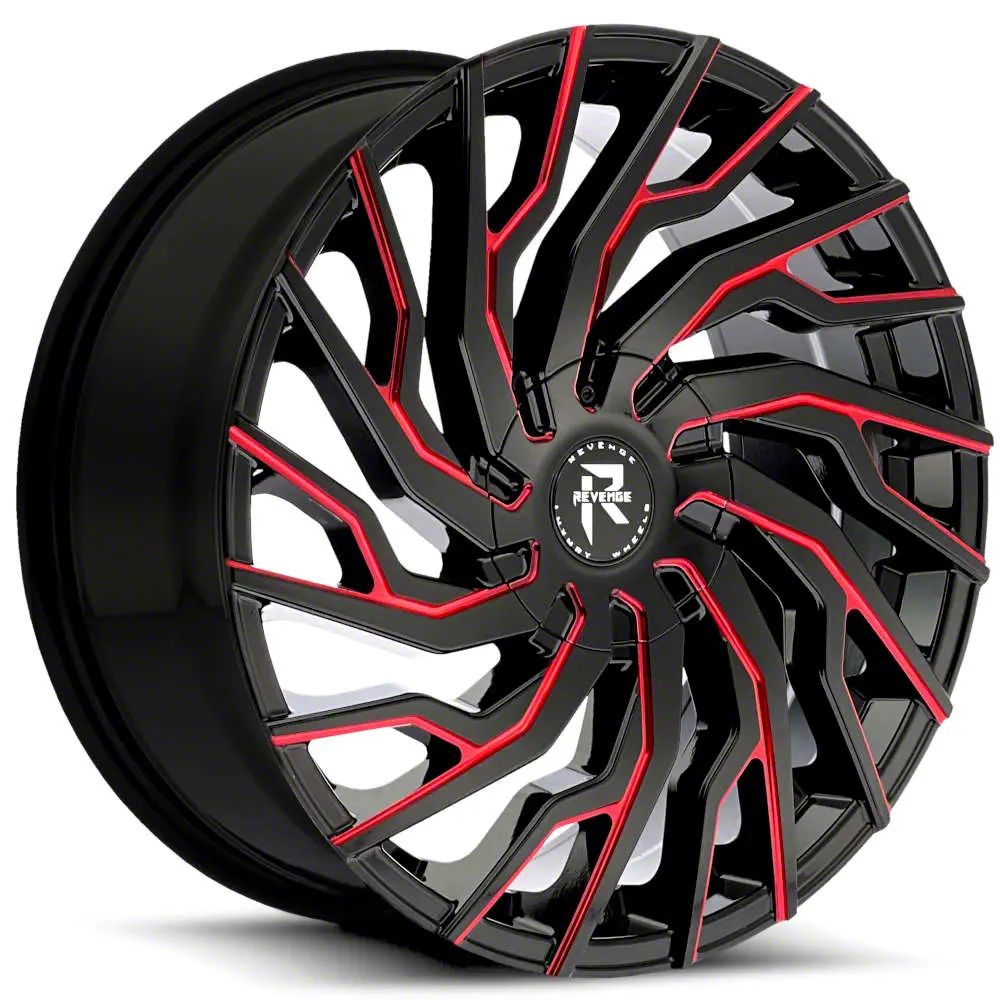 Bronco RL-101 Black Paint Red Milled 6-Lug Wheel; 26x10; 25mm Offset ...