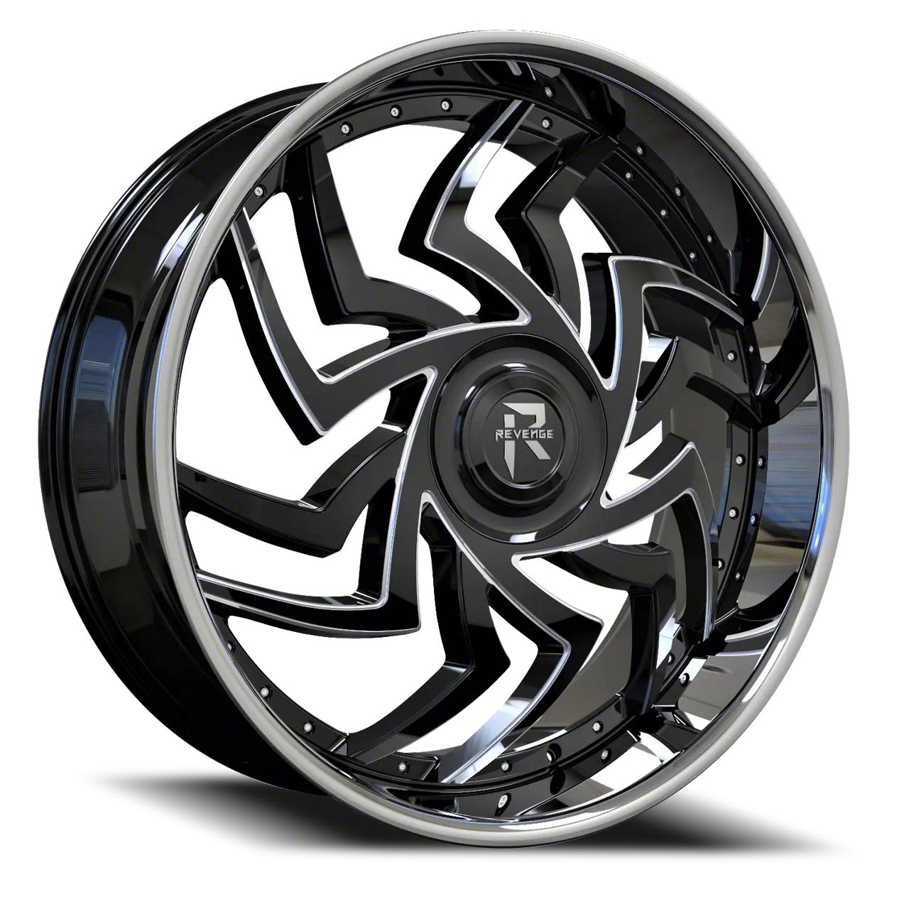 Bronco RL-107 Big Floater Black Machined Chrome SSL 6-Lug Wheel; 26x9.5 ...