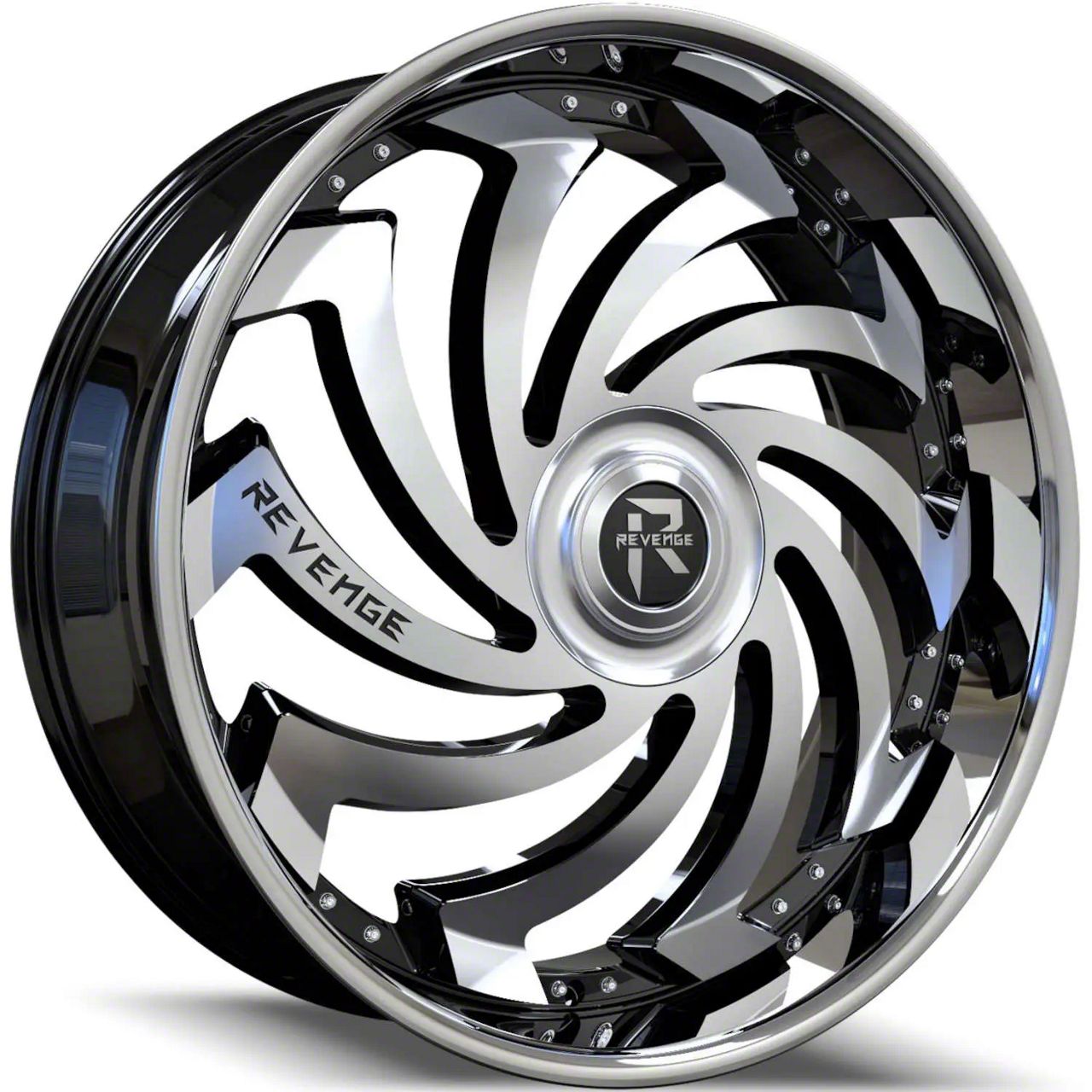 Bronco RL-108 Big Floater Black Machined Chrome SSL 6-Lug Wheel; 24x9 ...