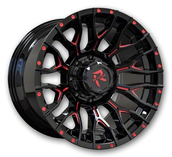 Jeep Gladiator RV-201 Black and Red Milled Wheel; 22x12; -44mm Offset ...