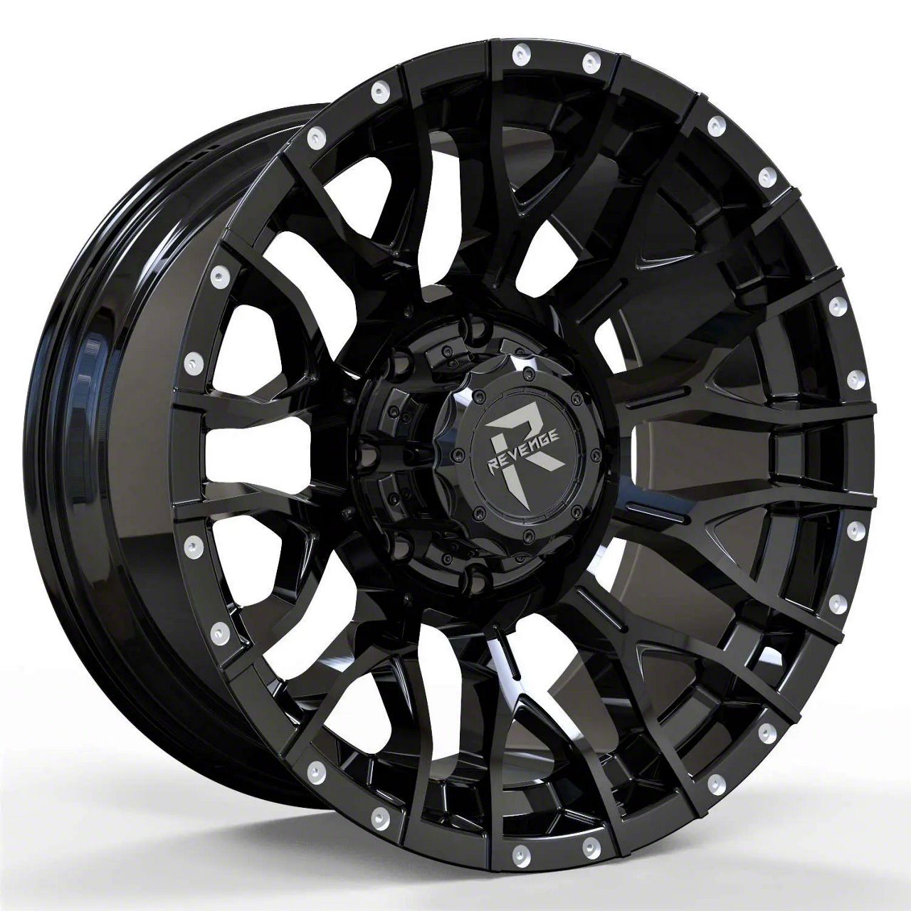 Jeep Gladiator RV-201 Gloss Black with Dots Wheel; 22x12; -44mm Offset ...