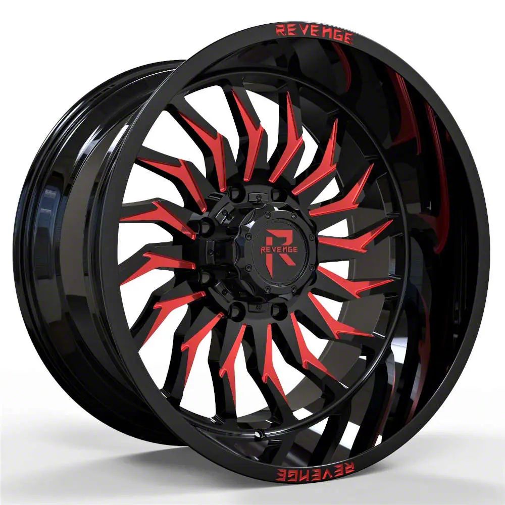 Jeep Gladiator RV-204 Black and Red Milled Wheel; 22x12; -44mm Offset ...