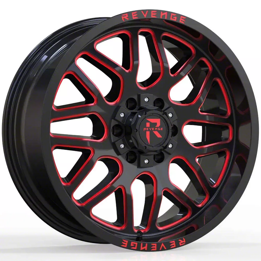 Jeep Gladiator RV-206 Black and Red Milled Wheel; 20x10; -19mm Offset ...