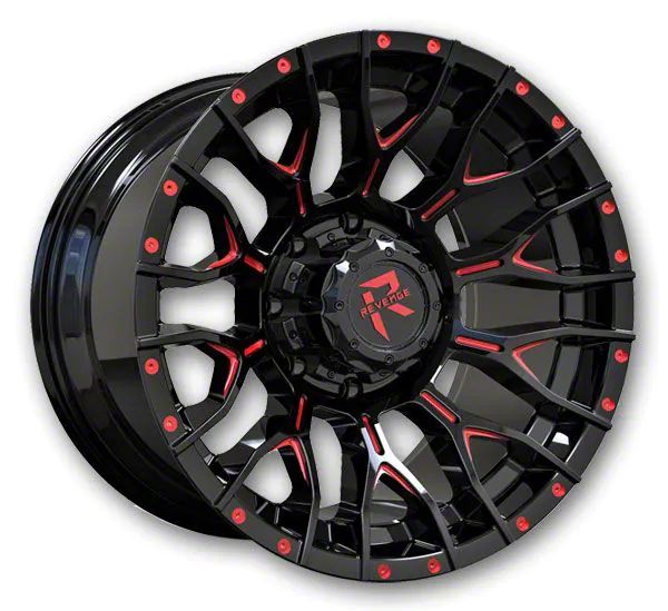Revenge Off-Road Wheels Jeep Wrangler RV-201 Black and Red Milled Wheel ...