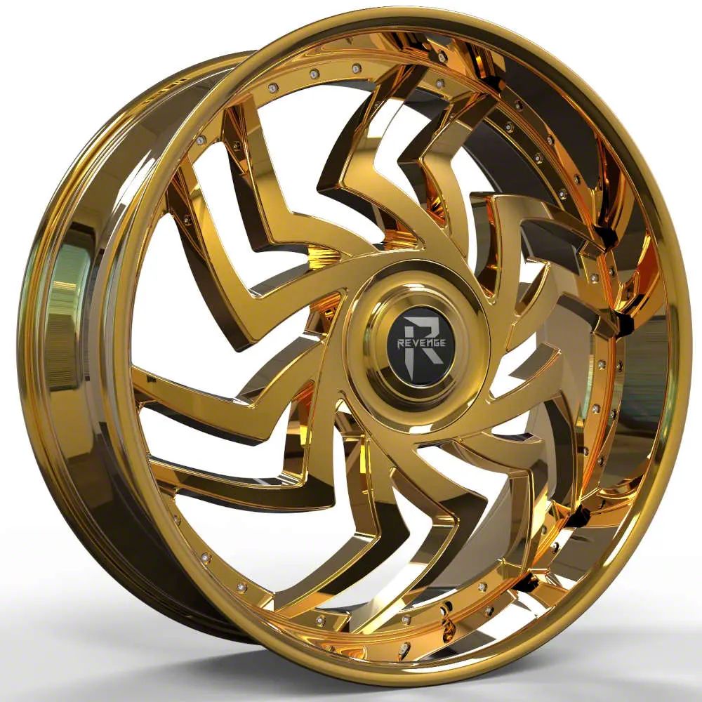 Revenge Luxury Wheels Titan RL-107 Big Floater Gold 6-Lug Wheel; 24x9 ...