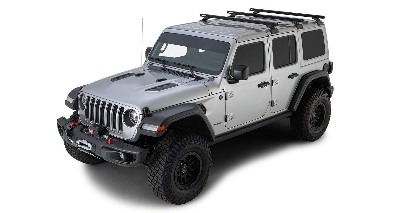 Rhino-Rack Jeep Wrangler Heavy Duty RCL 3-Bar Backbone Roof Rack; Black ...