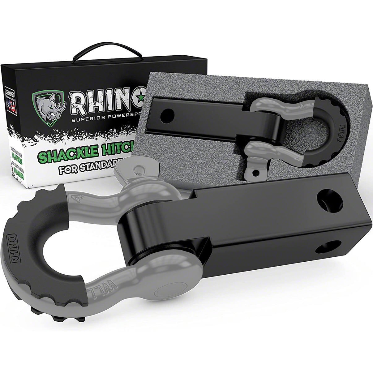 Rhino USA Jeep Wrangler 2-Inch Reciever Hitch Shackle with D-Ring; Gray ...
