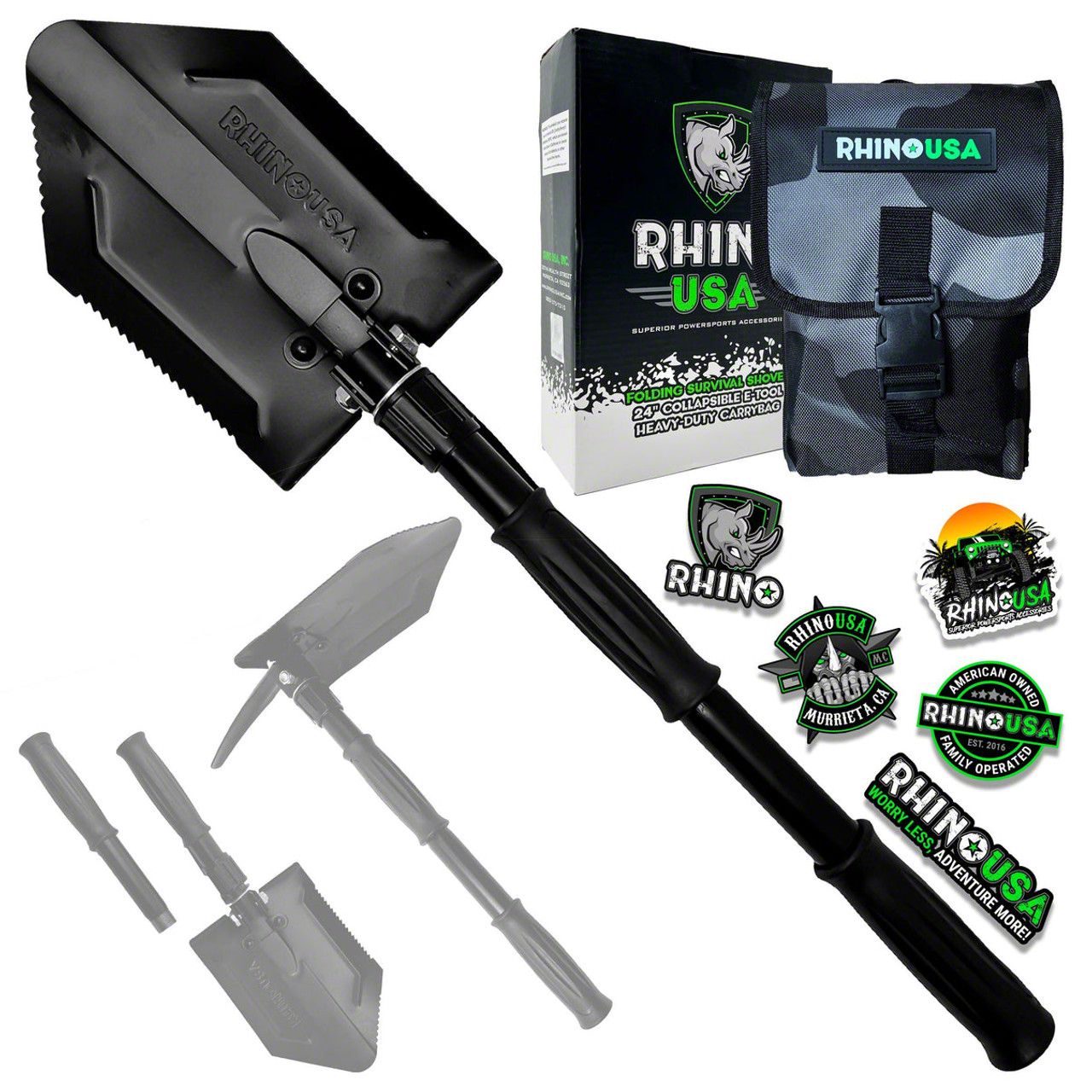 Rhino USA Universal XT Straight Handle Recovery Shovel with Pick; Black ...