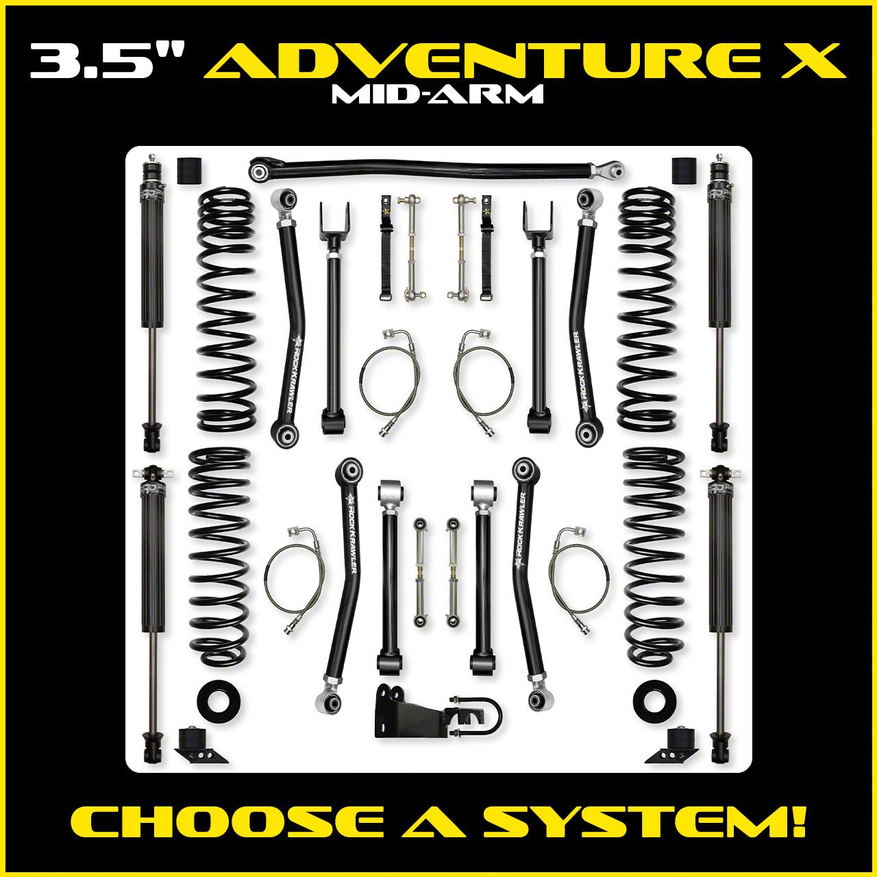 Rock Krawler Jeep Wrangler 3.50-Inch Adventure X Mid-Arm Suspension ...