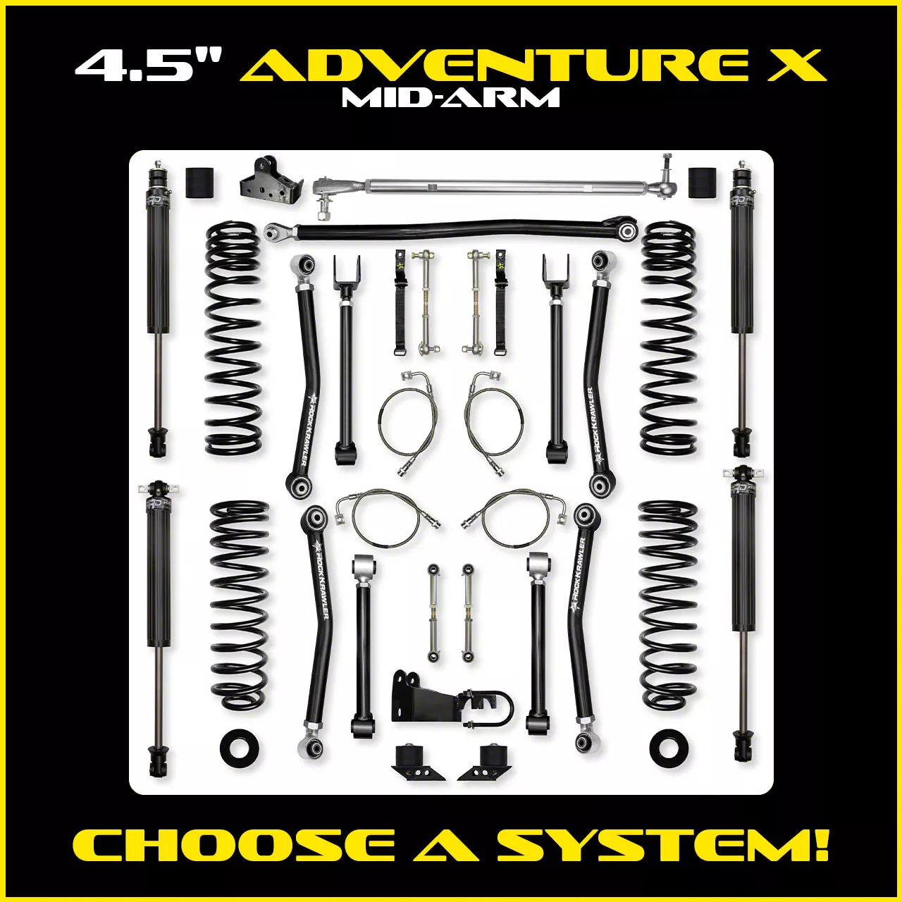 Rock Krawler Jeep Wrangler 4.50-Inch Adventure X Mid-Arm Suspension ...