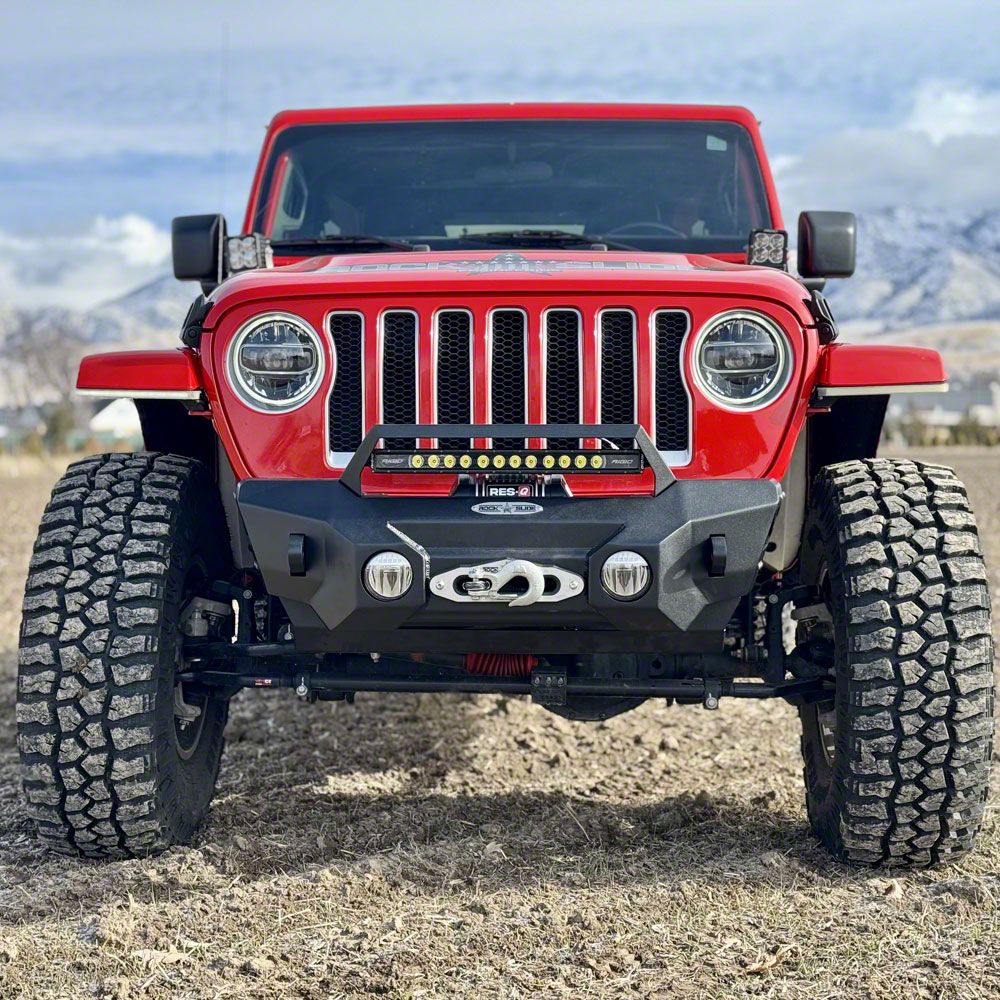 Rock-Slide Engineering Jeep Gladiator Quest Series Appalachian Steel Stubby Front Bumper FB-S ...