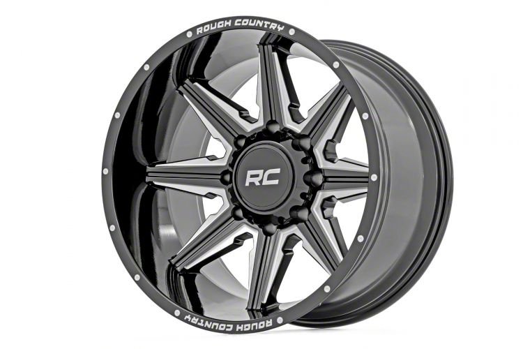 Rough Country Bronco 91 Series Gloss Black Milled 6-Lug Wheel; 22x12 ...