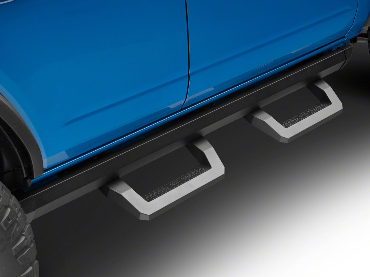 Rough Country Bronco SR2 Adjustable Aluminum Side Step Bars; Textured ...