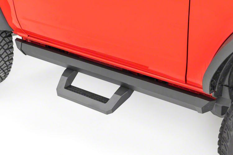 Rough Country Bronco SR2 Adjustable Aluminum Side Step Bars; Textured ...