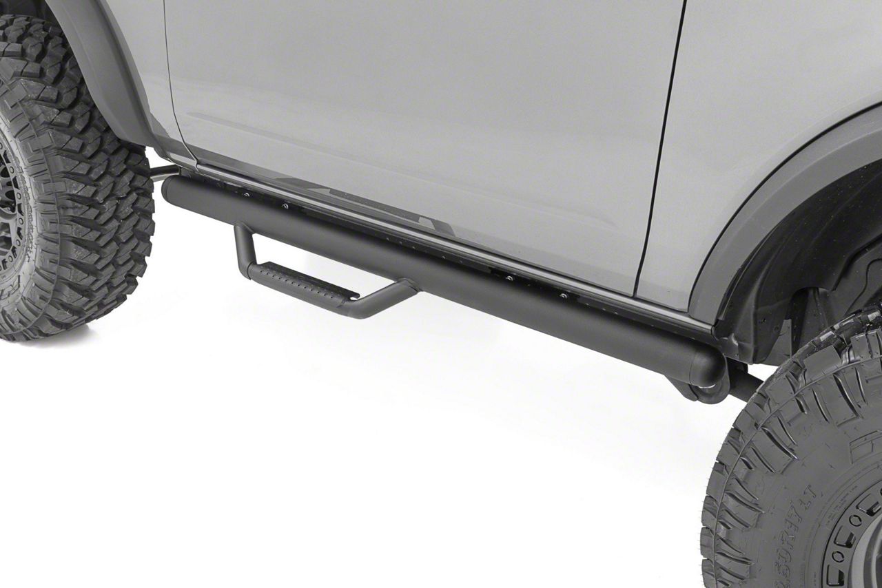 Rough Country Bronco Wheel to Wheel Nerf Side Step Bars; Black ...