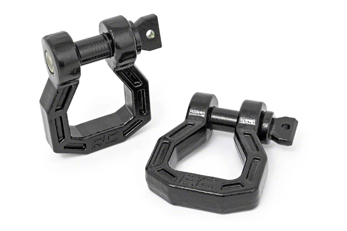 Rough Country Jeep Gladiator Forged D-Ring Shackle Set; Black RS118