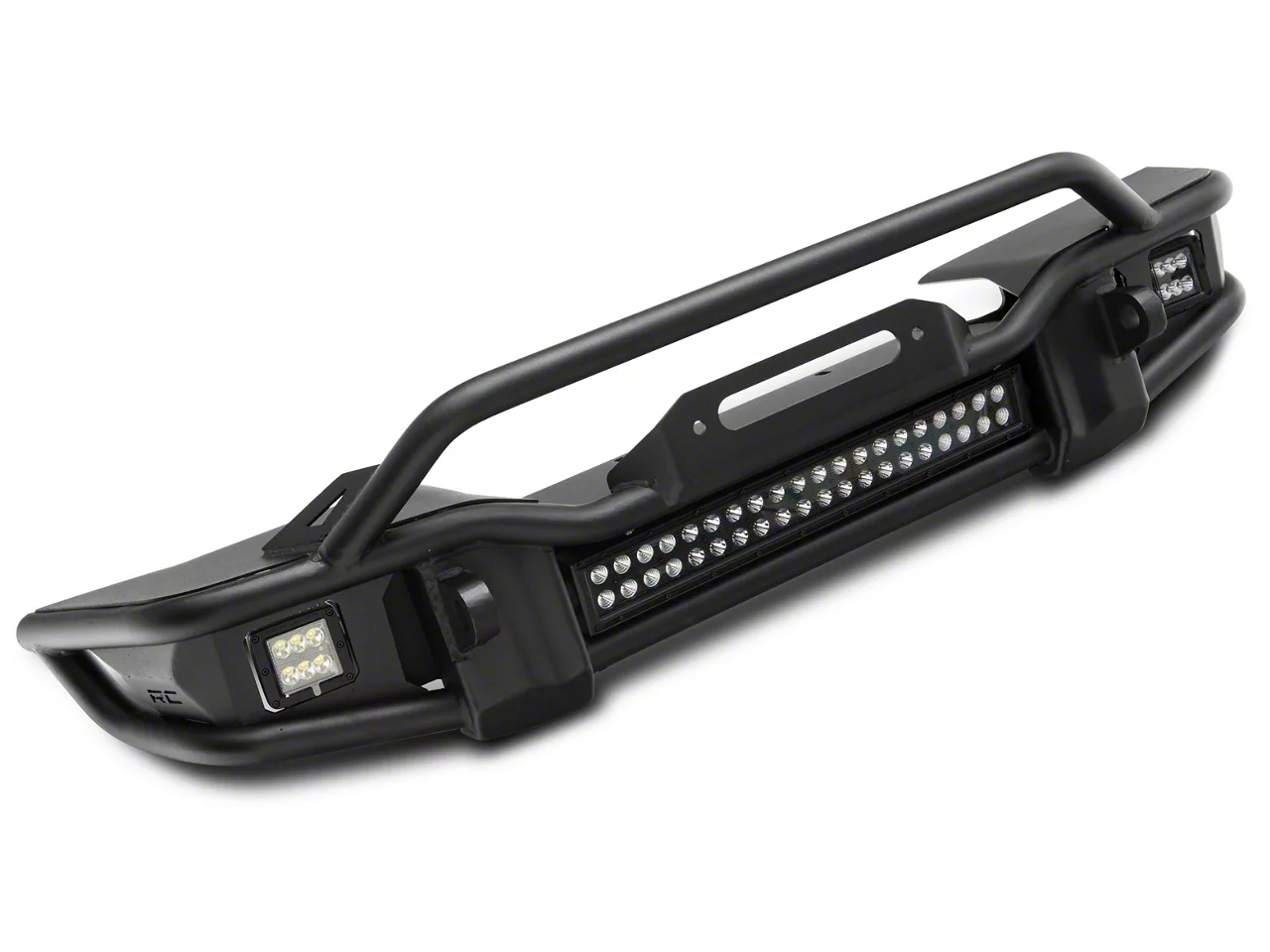 Rough Country Jeep Wrangler Tubular Winch Front Bumper; Satin Black ...