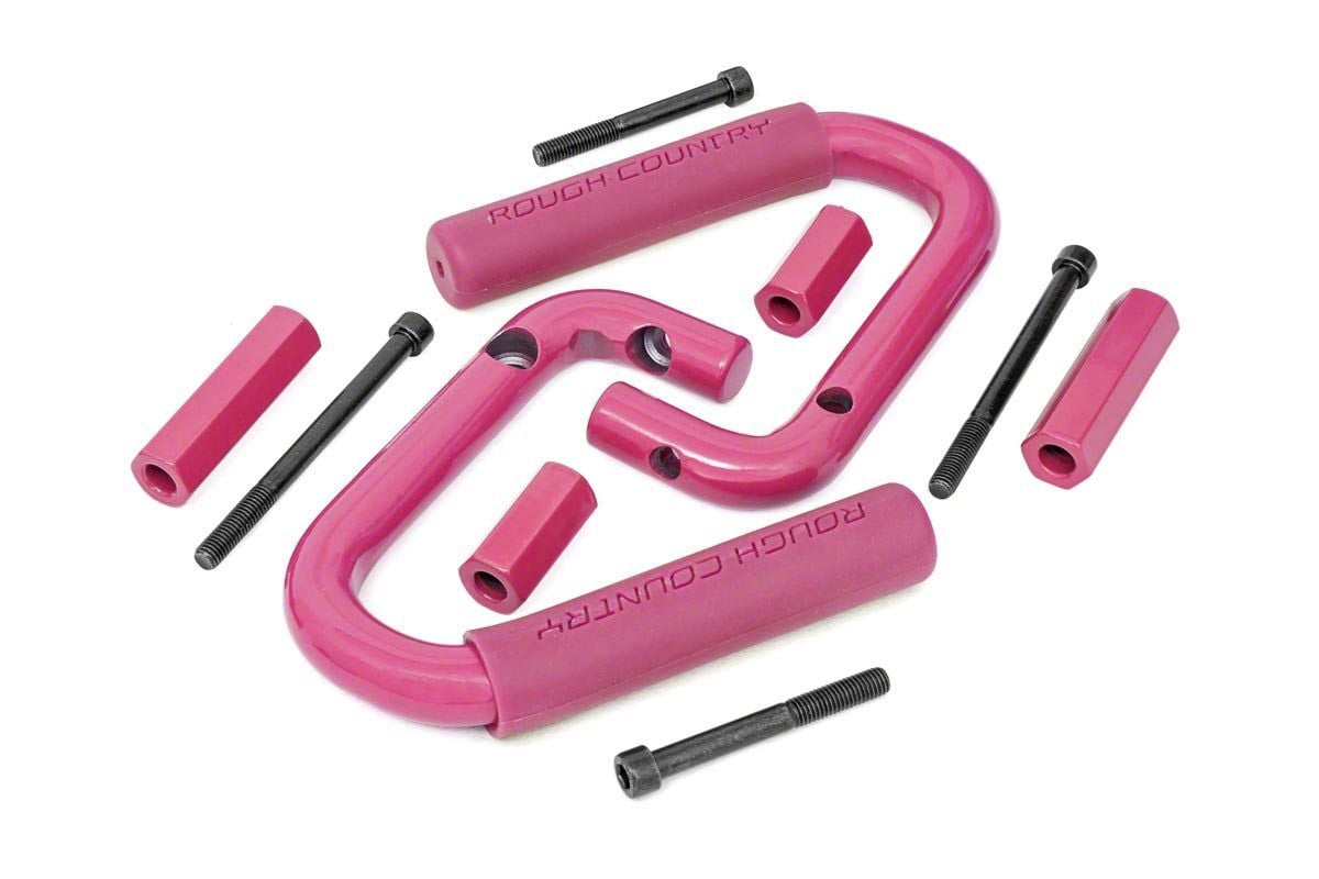 Rough Country Jeep Wrangler Solid Steel Front Grab Handles; Pink ...